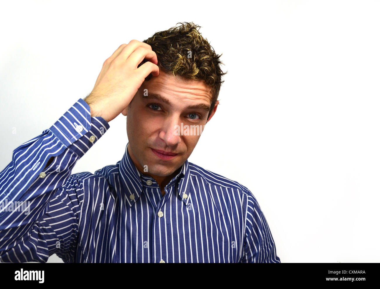 Good Looking Young Man Scratching His Head Worried Confused Or