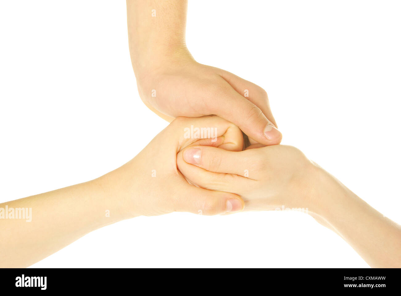 ring of hands isolated on a white Stock Photo - Alamy