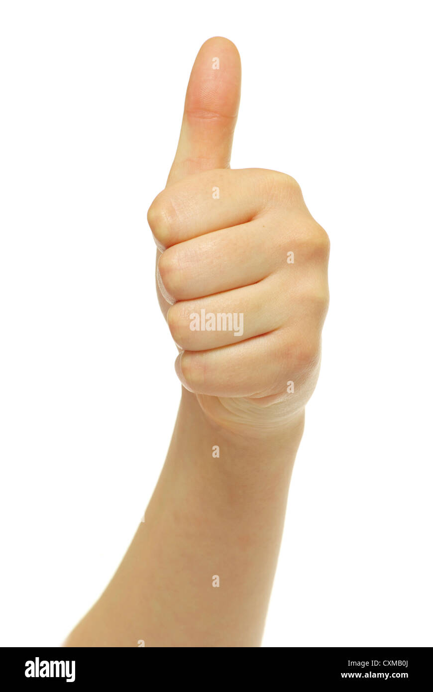 success hand sign isolated on white Stock Photo - Alamy
