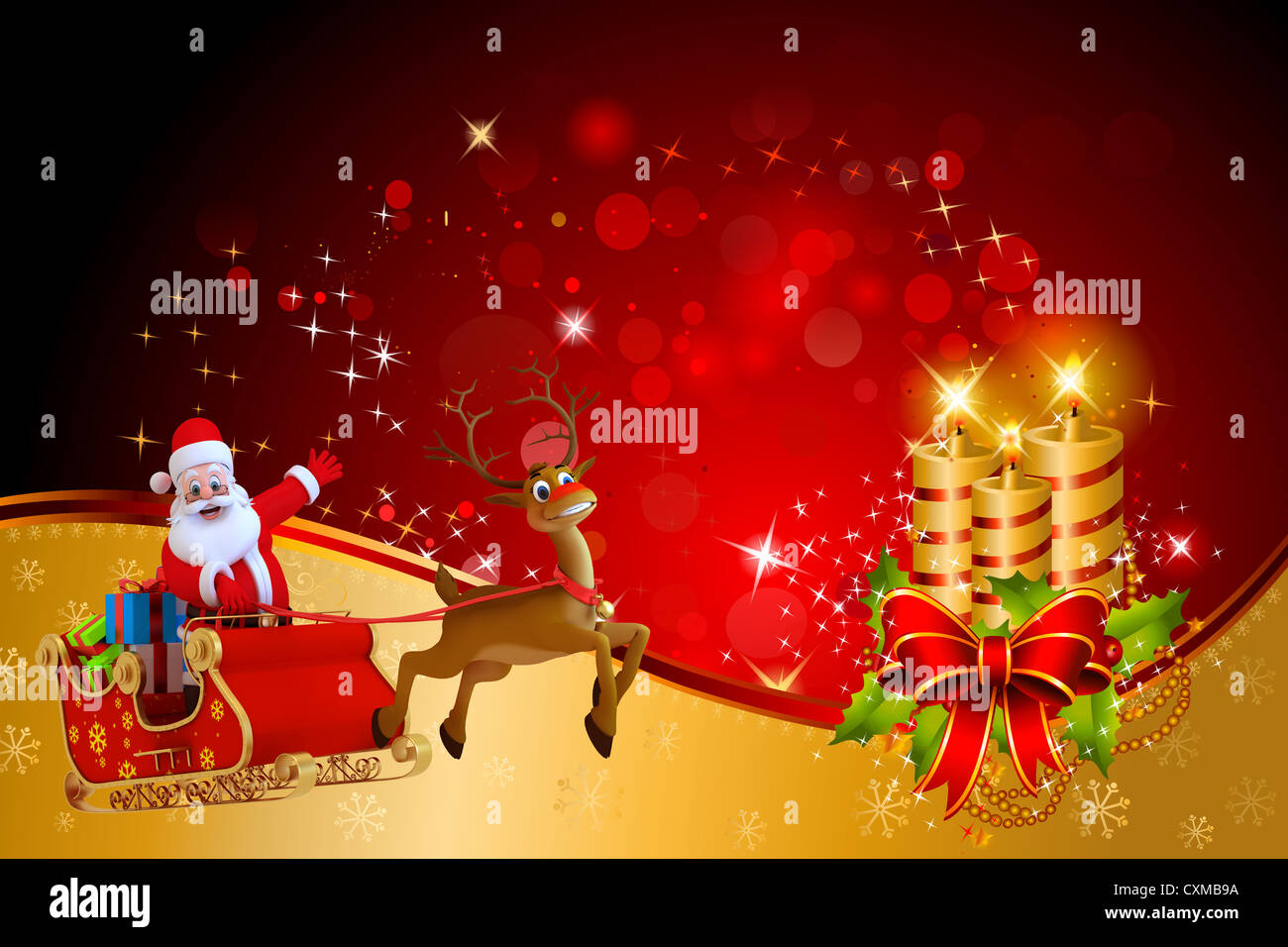 santa claus on red color background with many gifts Stock Photo - Alamy