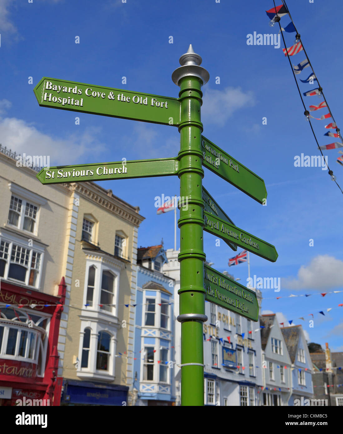 Green sign post in Dartmouth Stock Photo - Alamy