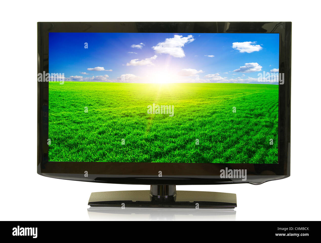 frontal view of widescreen lcd monitor isolated on white Stock Photo ...