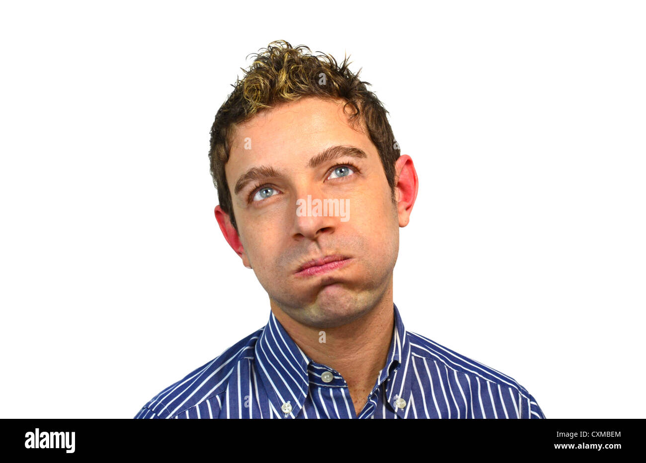 Attractive young man fed up, irritated, sick and tired Stock Photo - Alamy