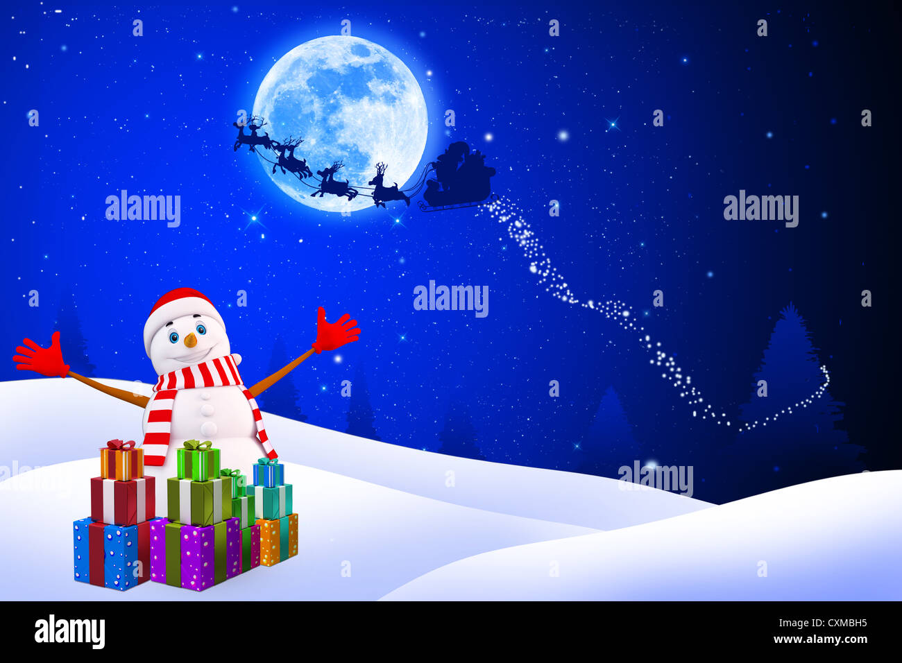 snowman with moon on iceland Stock Photo - Alamy