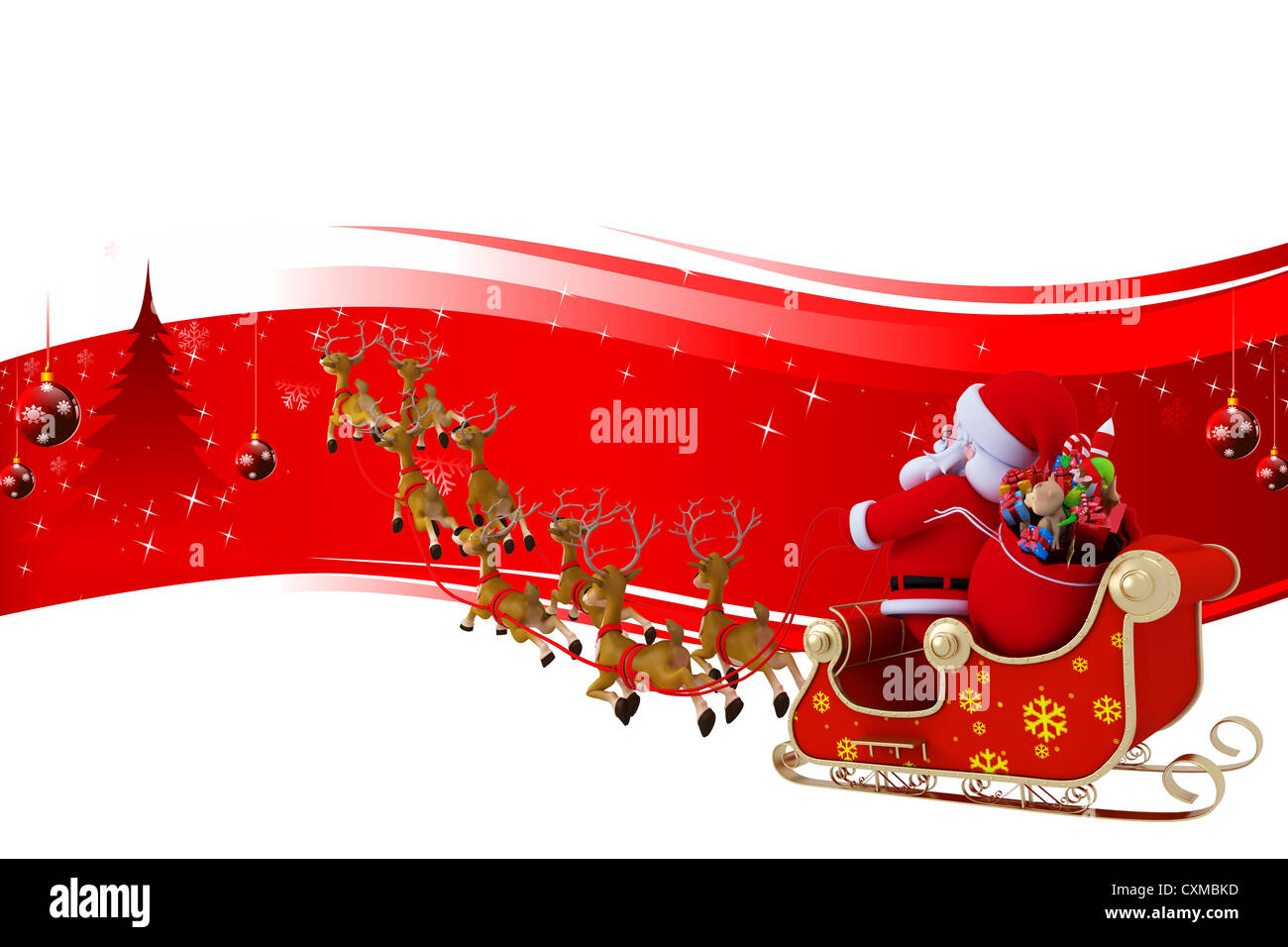santa claus on red color background with many gifts Stock Photo - Alamy
