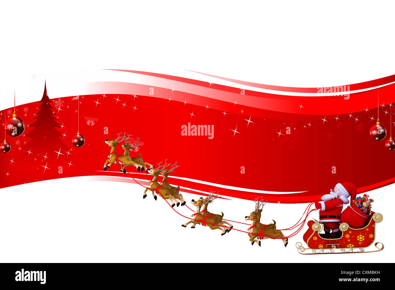 santa claus on red color background with many gifts Stock Photo - Alamy