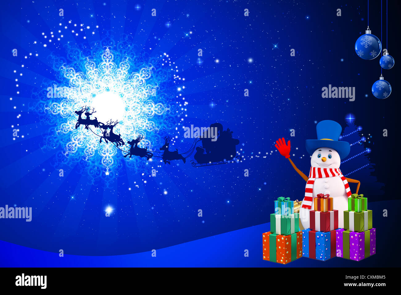 Snowman with lots of gifts Stock Photo - Alamy