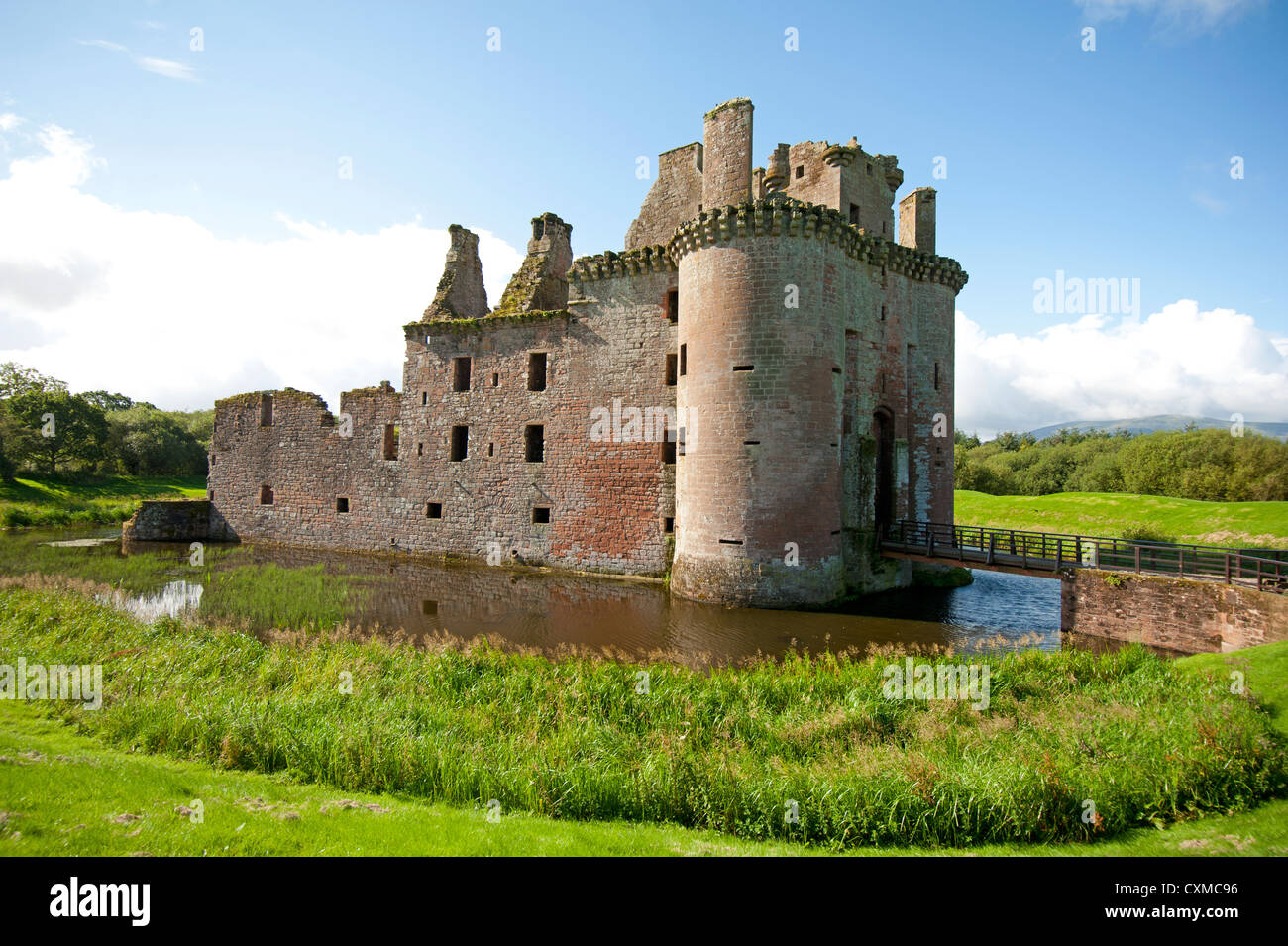 Caerlaverock Castle 13th century moated castle, Solway Firth. Dumfries ...