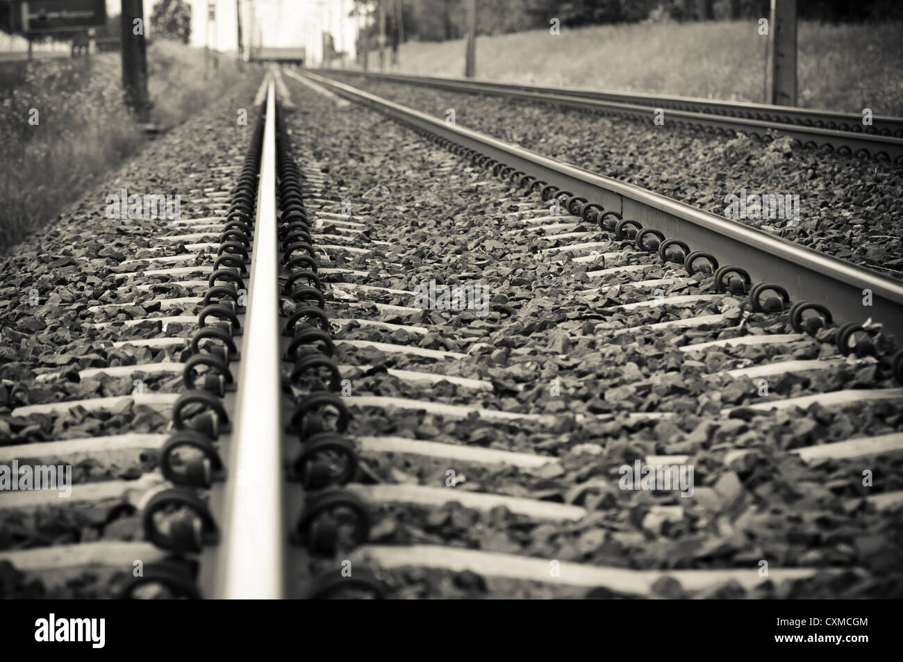 Detail of Railway railroad tracks for trains Stock Photo - Alamy