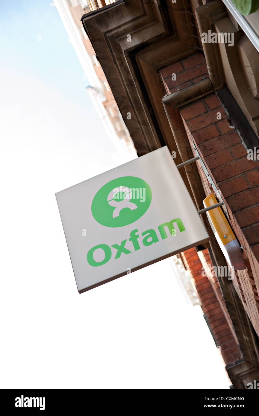 An Oxfam charity shop sign Stock Photo - Alamy