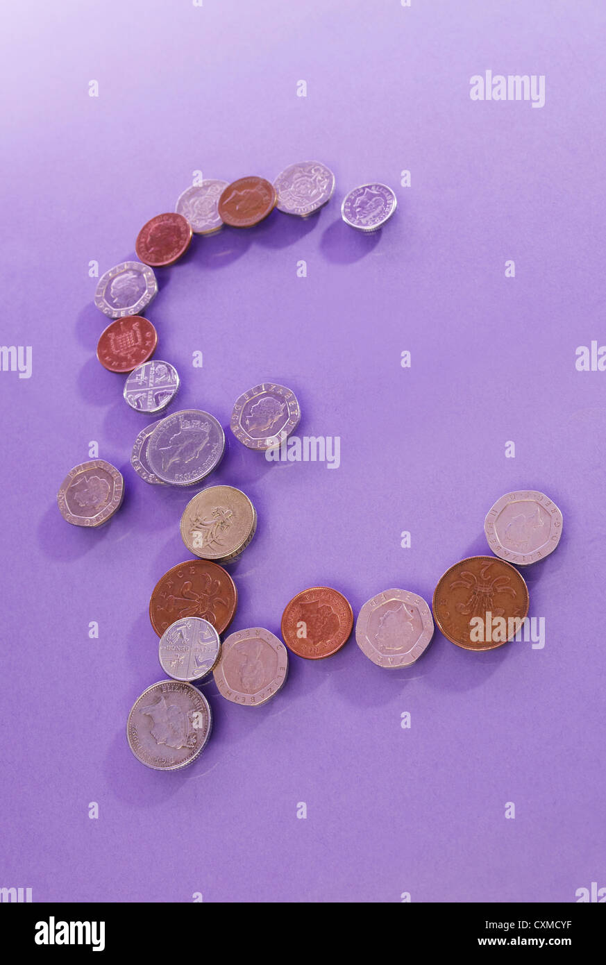 Pound symbol in English coins Stock Photo - Alamy