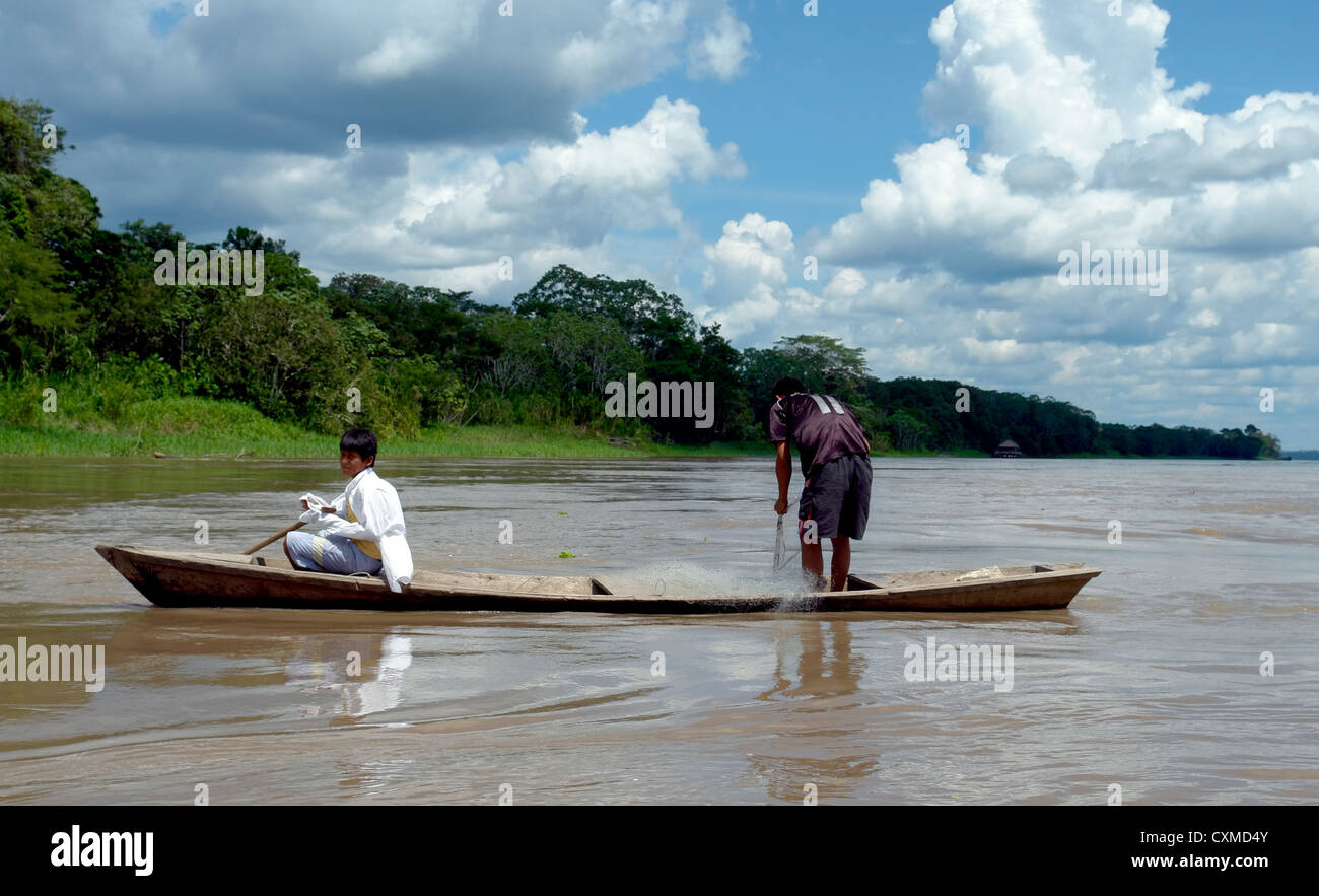 Amazon river young fisherman's, the river is the main food resource to ...