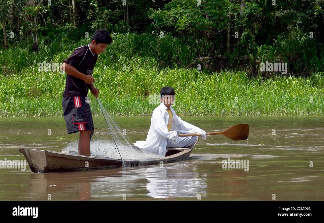 Amazon river young fisherman's, the river is the main food resource to ...