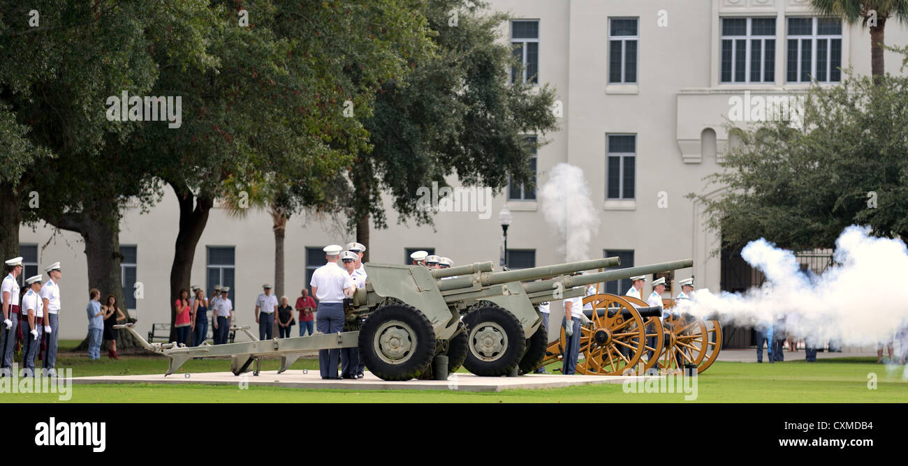 Cannon salute during cadet parade Stock Photo - Alamy