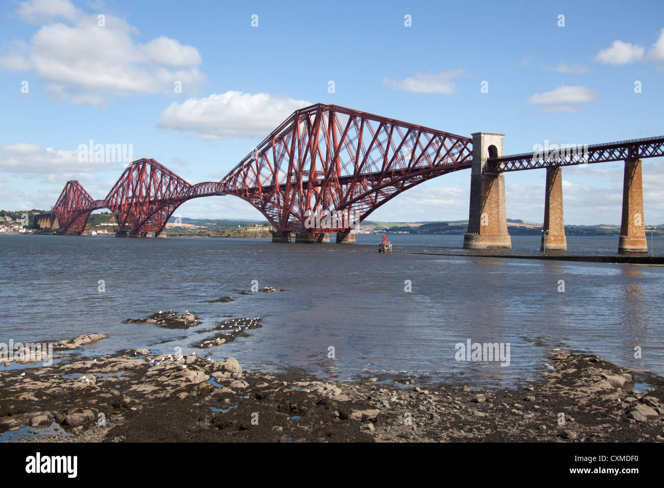 Forth Railway Bridge, Scotland. Picturesque view of the Forth Rail Bridge over the River Forth ...