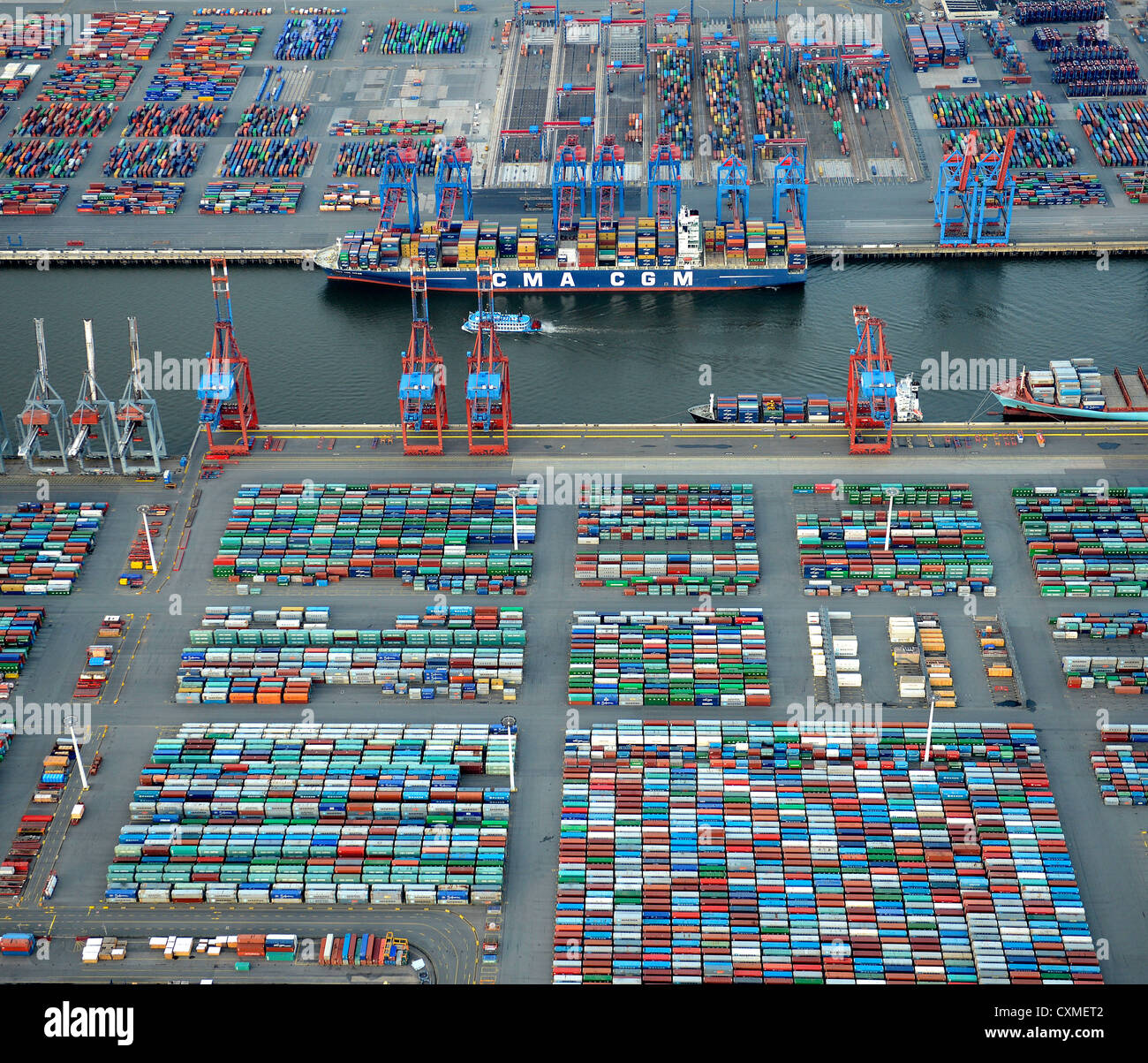 Containers are loaded at a loading terminal in the harbor, port, harbor ...