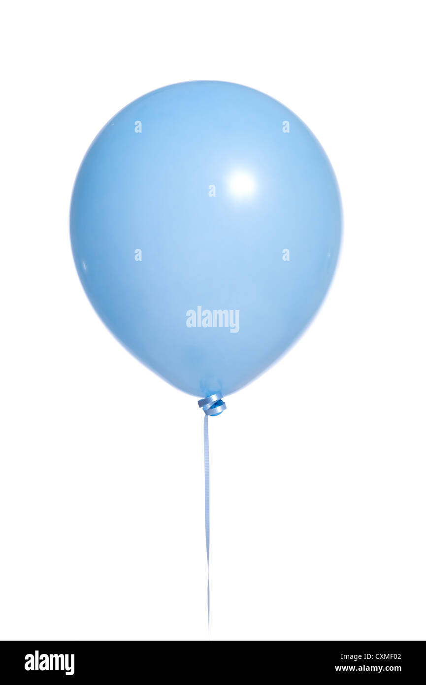 Single blue balloon on a white background Stock Photo - Alamy
