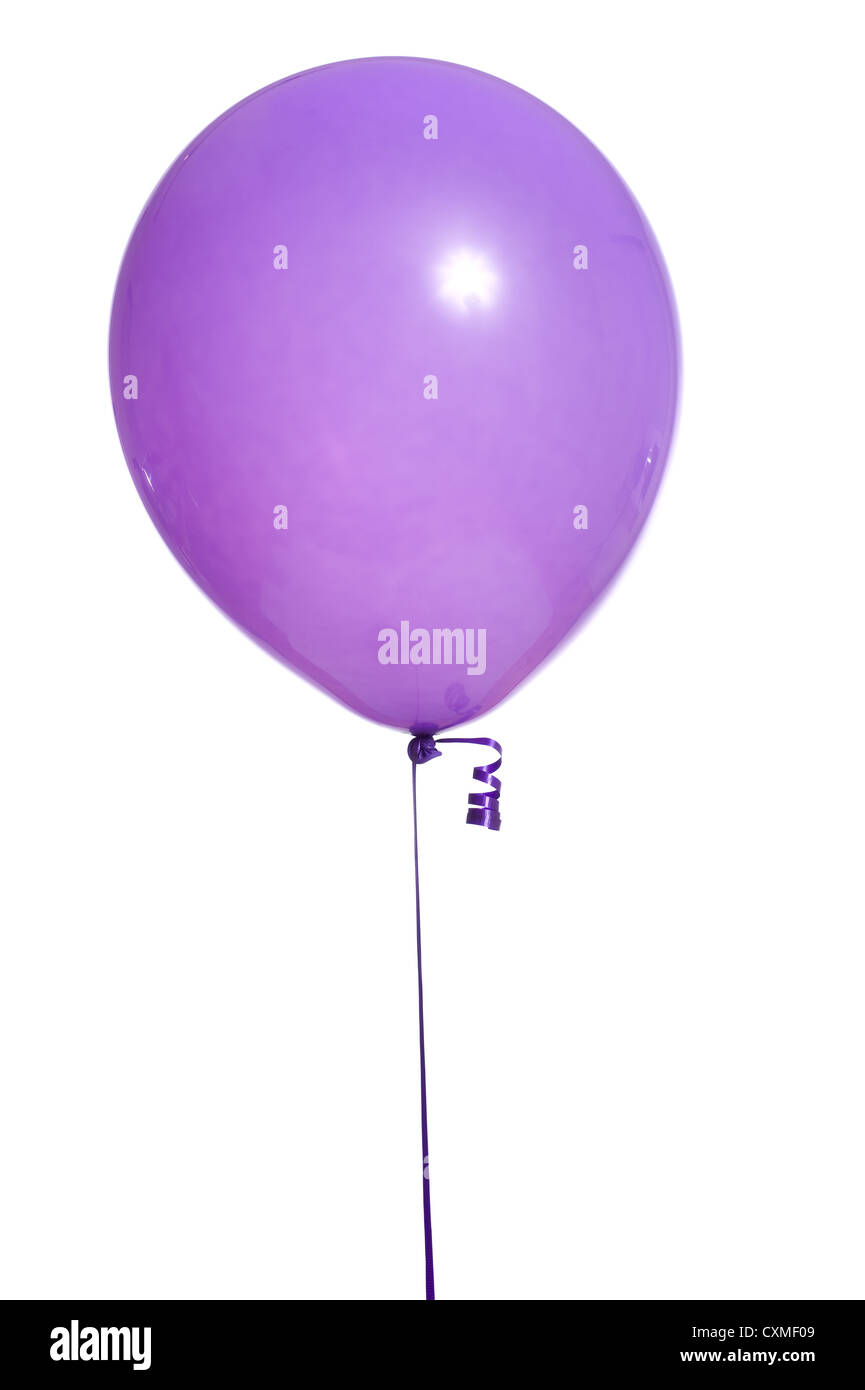 Single purple balloon on a white background Stock Photo - Alamy