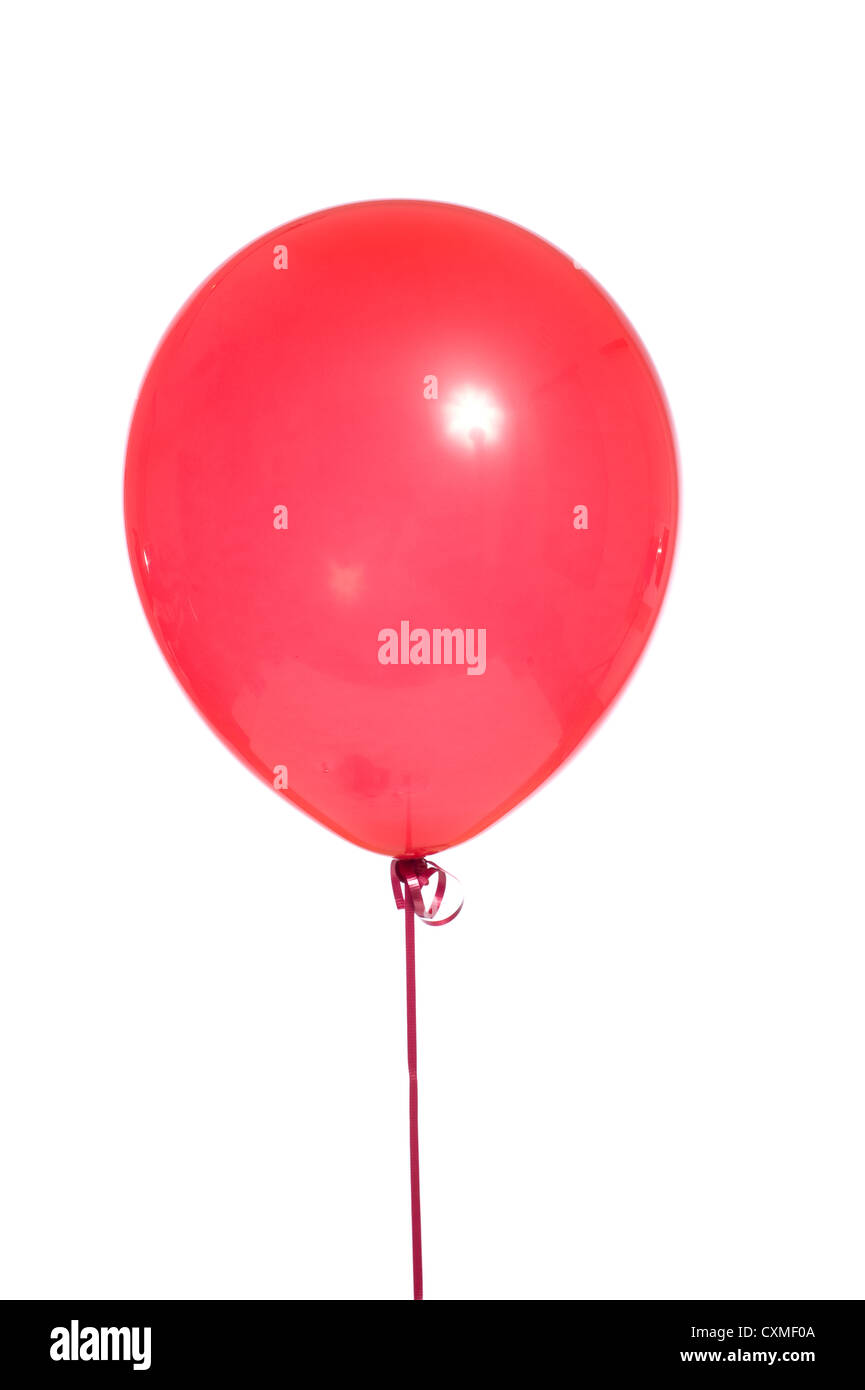 Single red balloon on a white background Stock Photo - Alamy