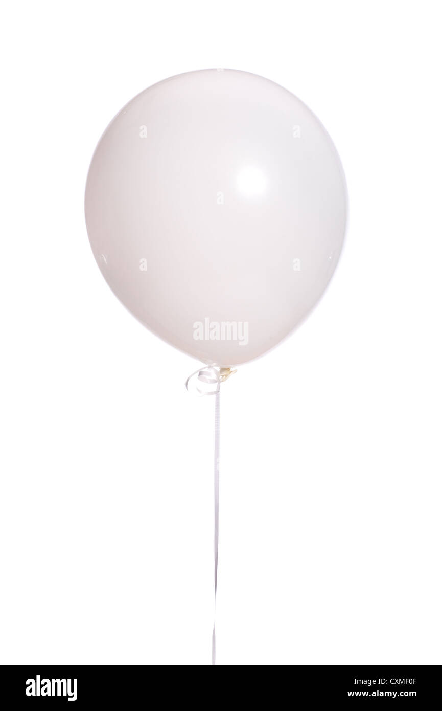 Single white balloon on a white background Stock Photo - Alamy