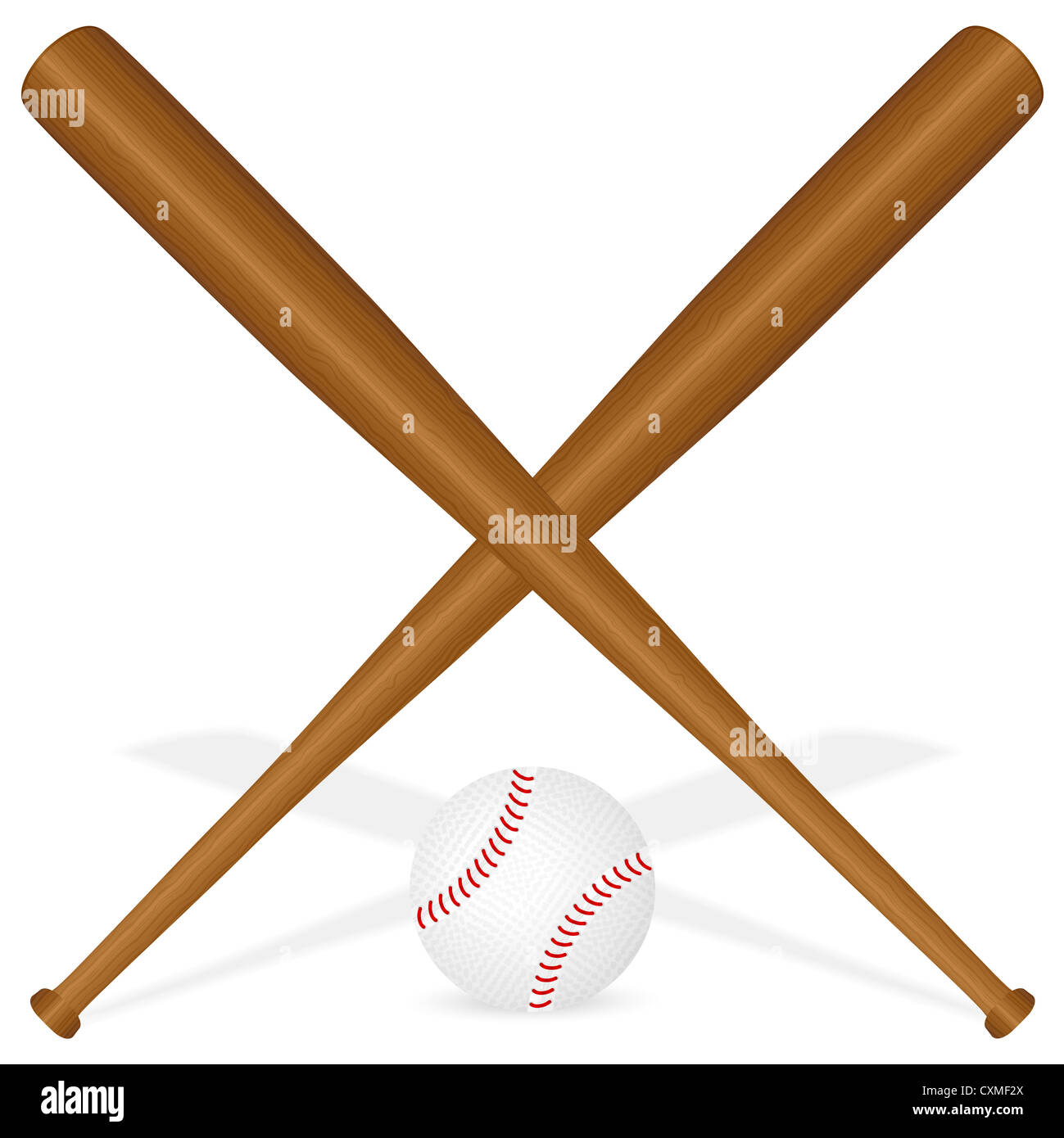 Baseball bats and ball on a white background Stock Photo - Alamy