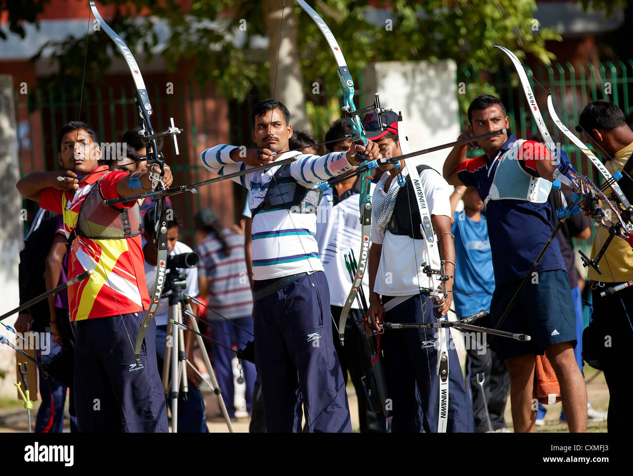 A group of Athlete compete in the national sport of archery Stock Photo ...