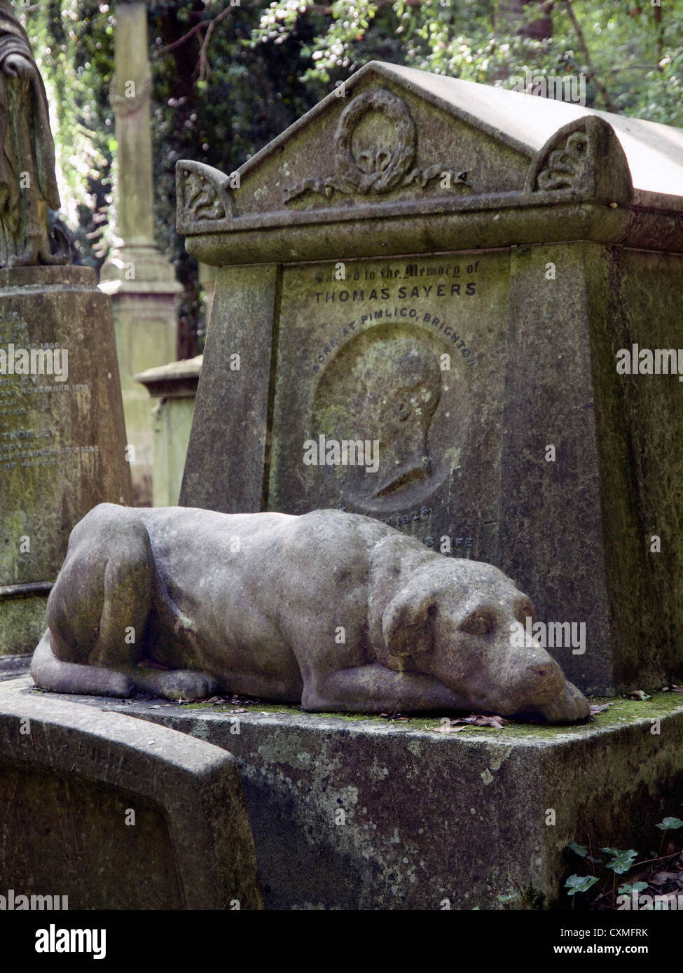 The tomb of the boxer Tom Sayers,in Highgate Cemetery Stock Photo - Alamy