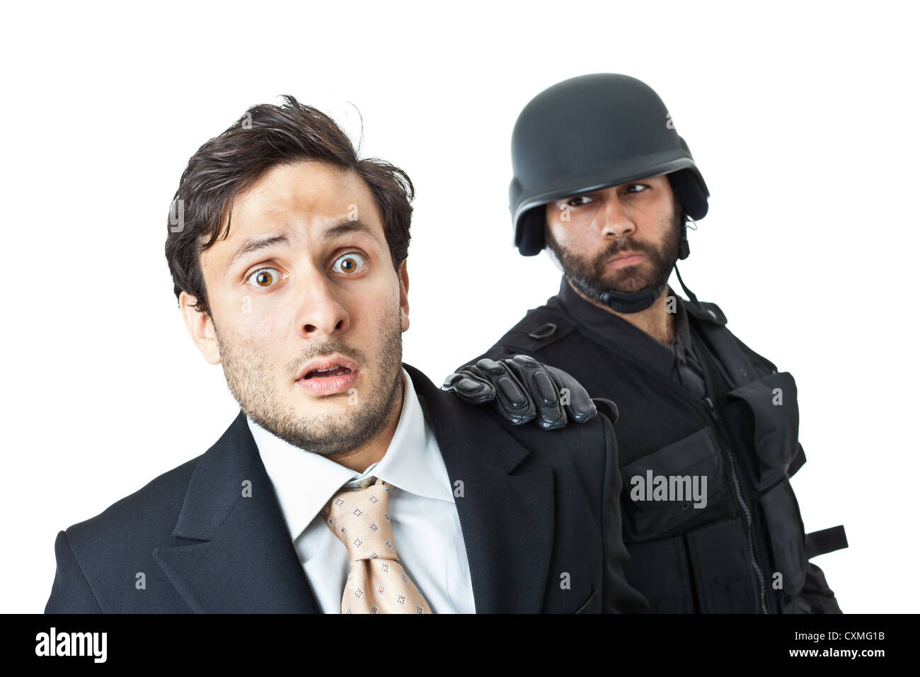 a corrupted businessman being arrested by a swat agent Stock Photo - Alamy
