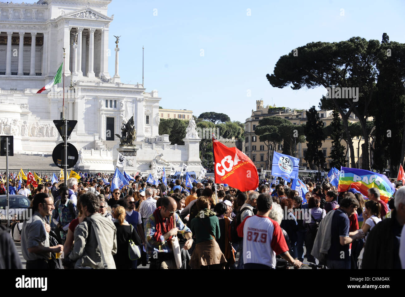 Protesters in Rome, Italy Stock Photo - Alamy