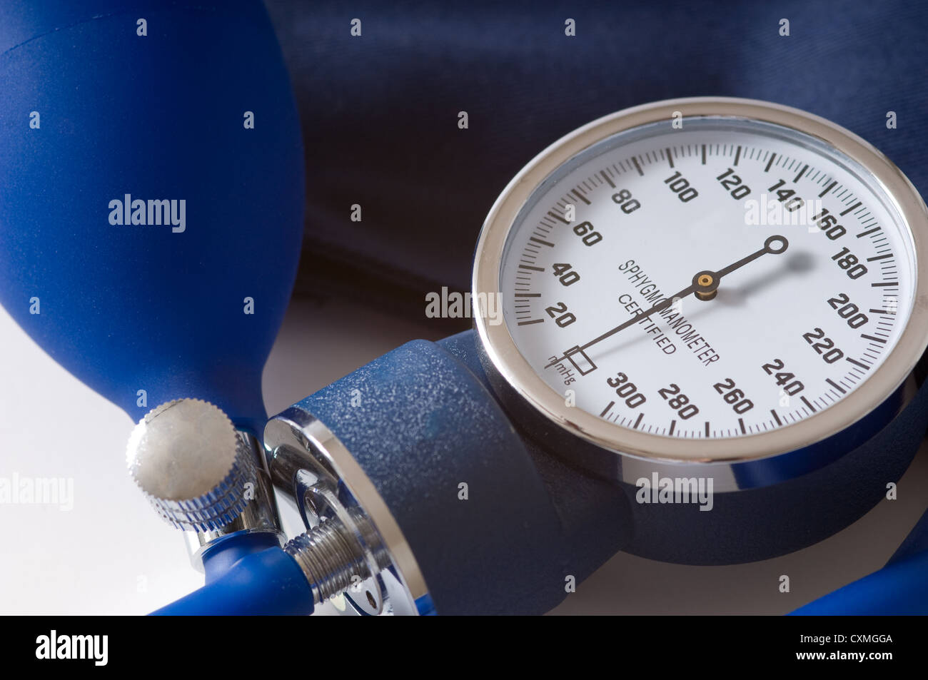 A blue blood pressure monitor or sphygmomanometer, medical device Stock ...