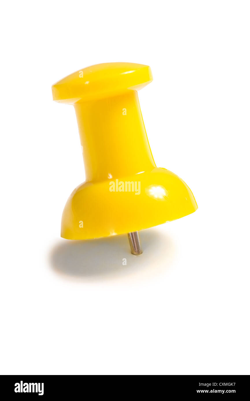 A yellow stick pin on a white background with copy space Stock Photo ...