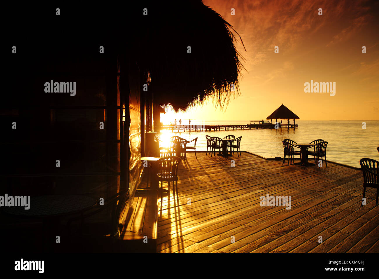 tropical cafe on the sunset Stock Photo - Alamy