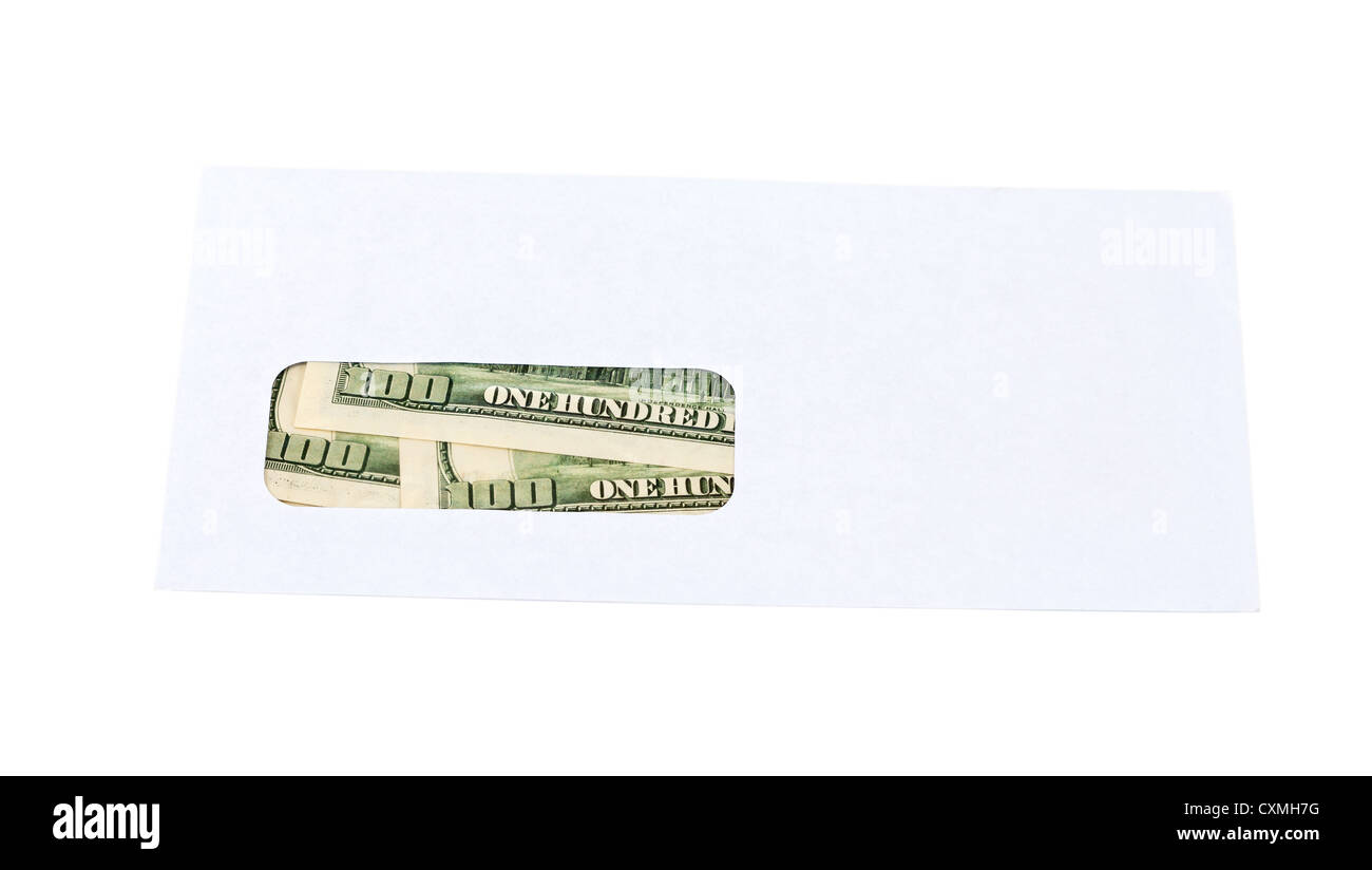 US dollars in the envelope isolated on white background Stock Photo - Alamy