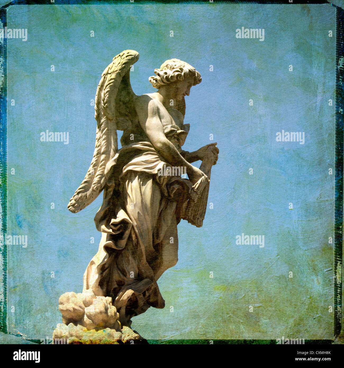 Angel on Ponte Sant'Angelo, Saint Angel bridge, Rome - textured art ...