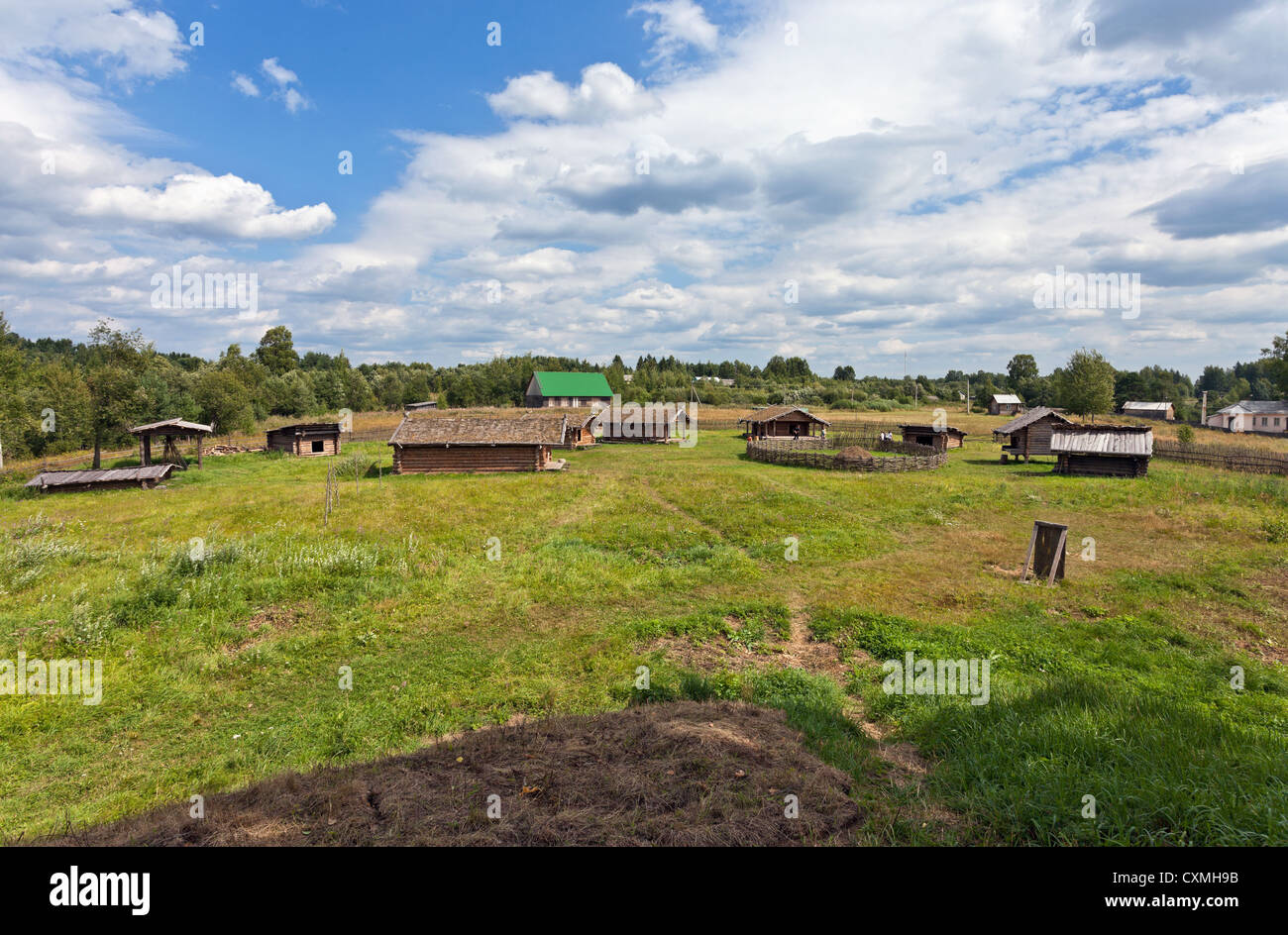 Ancient traditional russian wooden house X century Stock Photo - Alamy