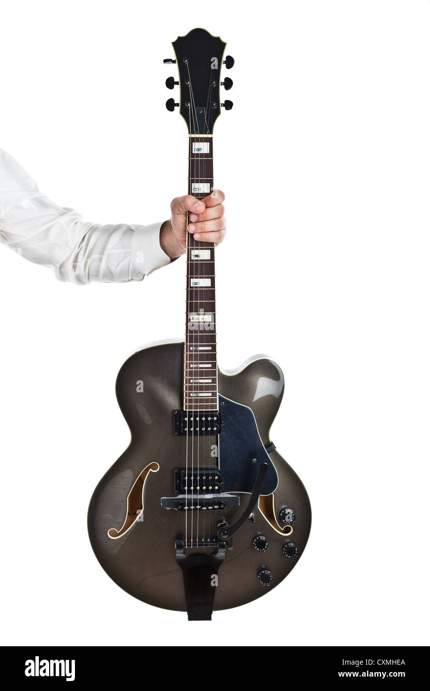 a jazz guitar isolated on white background Stock Photo - Alamy