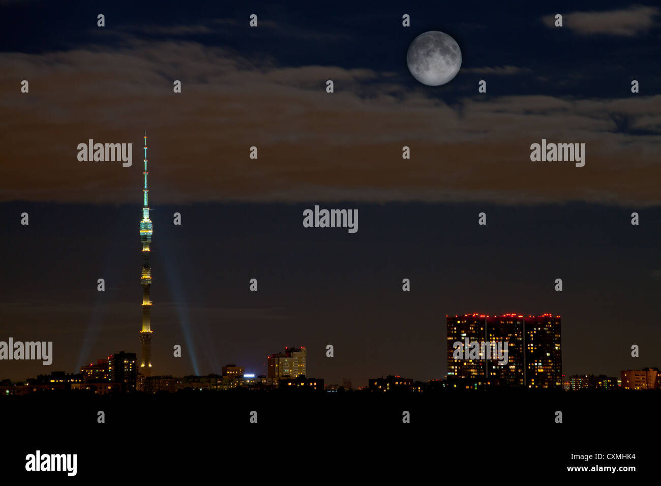 Full moon television tower hi-res stock photography and images - Alamy