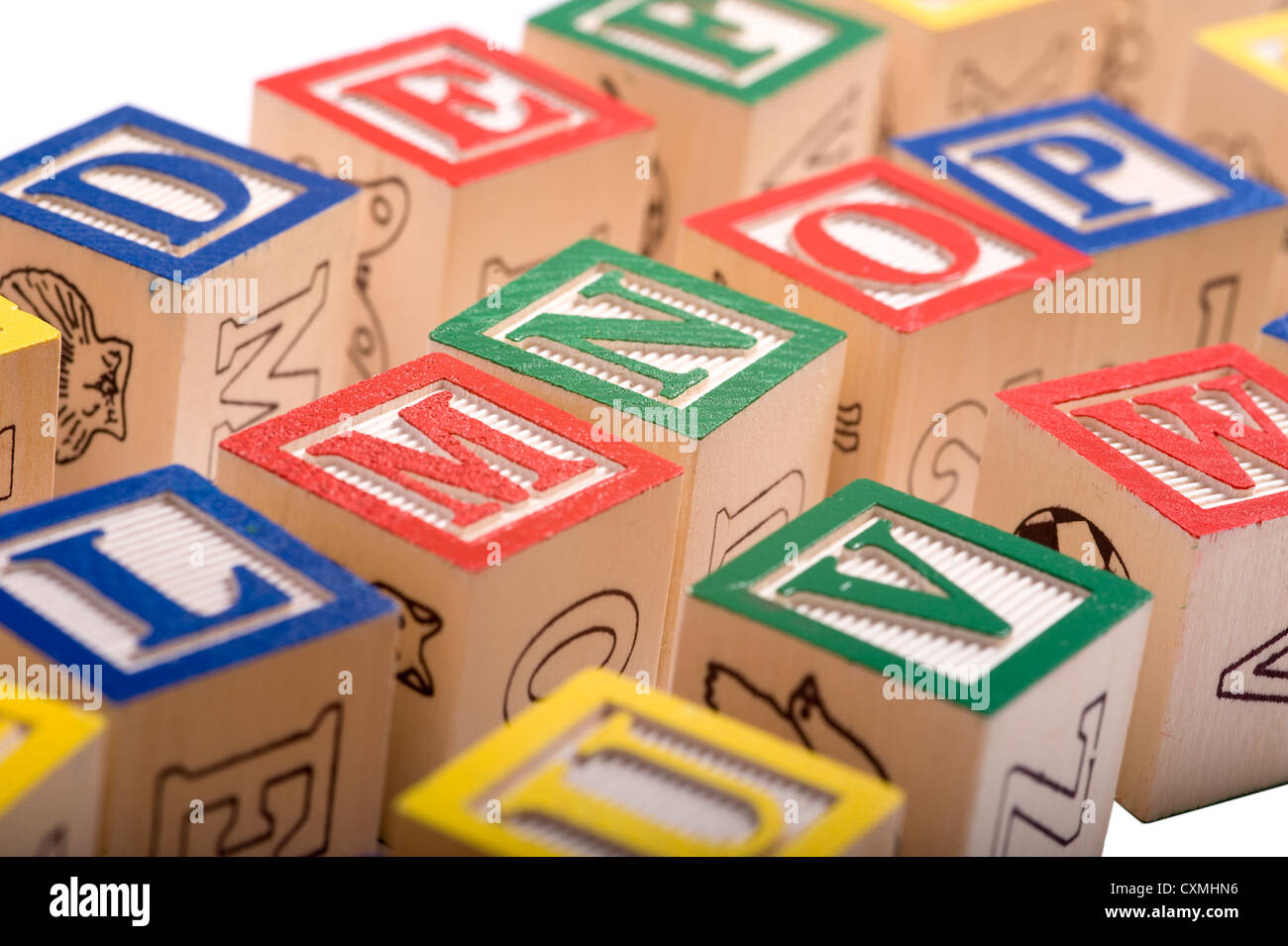 A child's alphabet blocks on a white background Stock Photo - Alamy