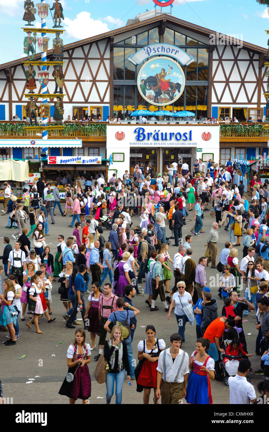 panorama view to street scene and beer tent at world biggest beer ...