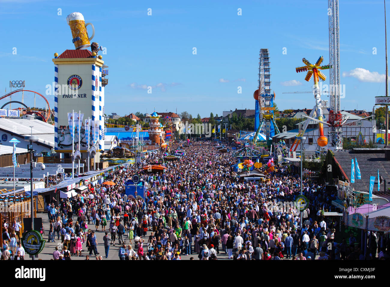 panorama view to street scene at world biggest beer festival ...