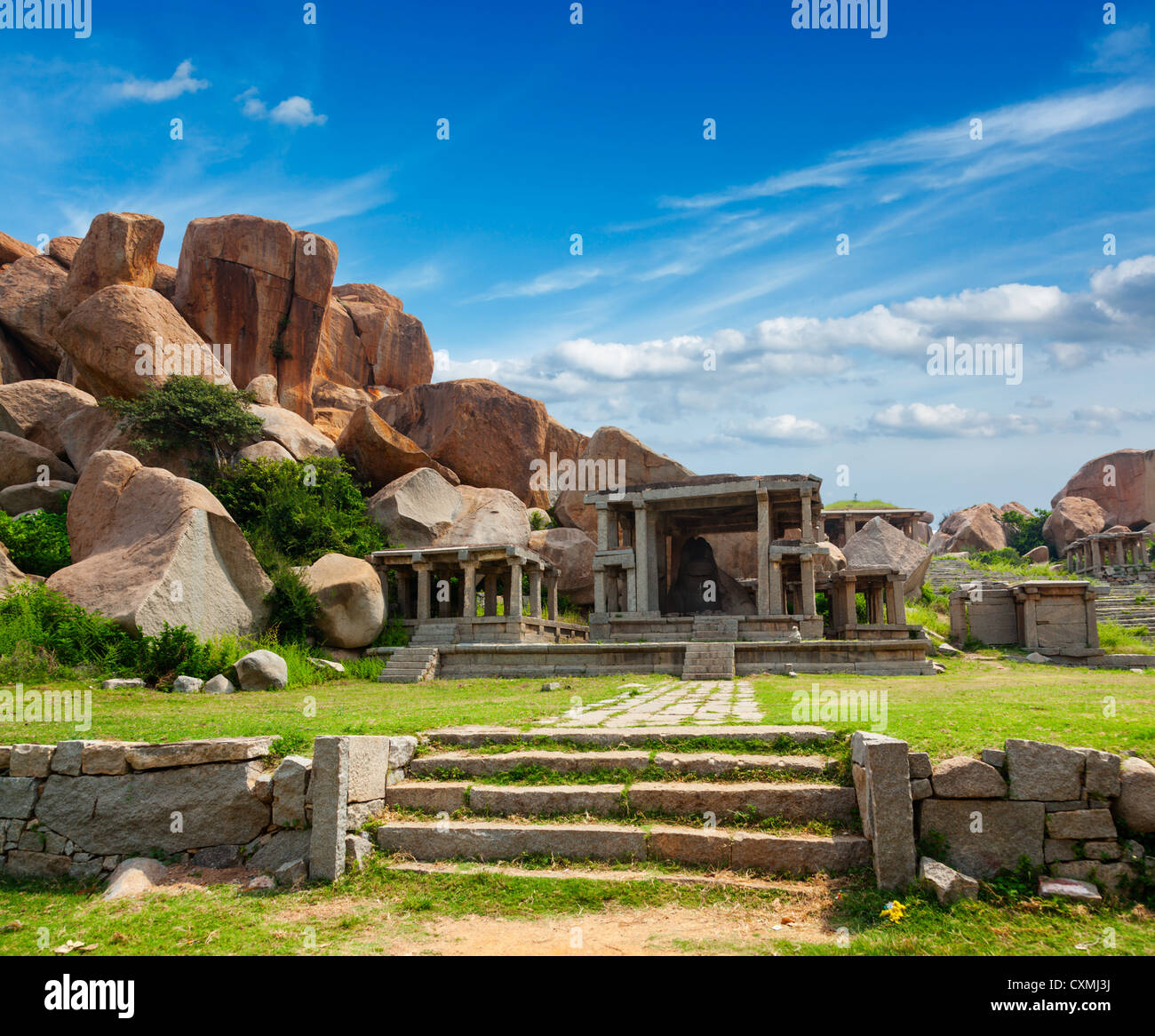 Ancient ruins in Hampi. Hampi Bazaar, Hampi, Karnataka, India Stock ...