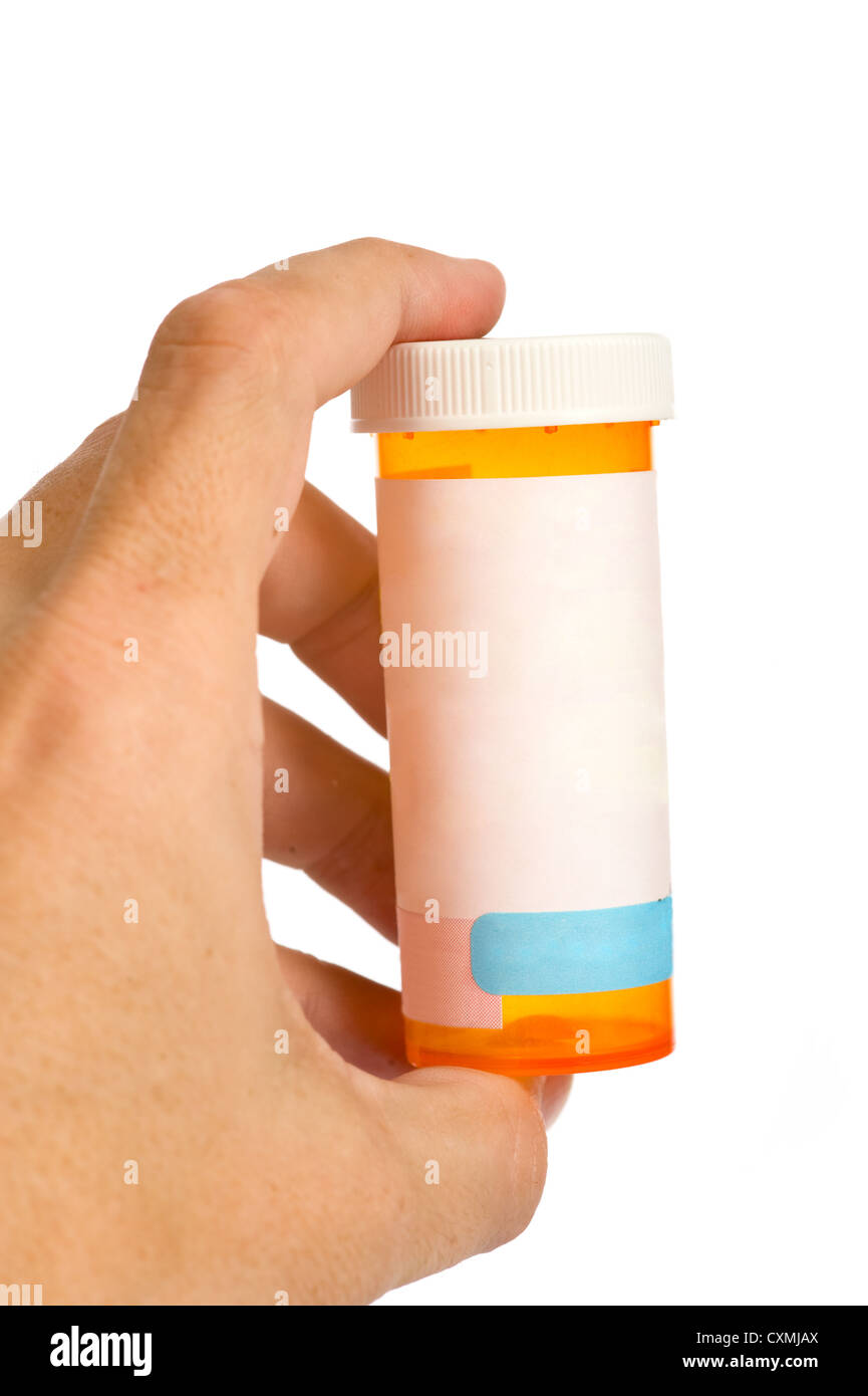 A blank empty prescription bottle on a white background Stock Photo - Alamy