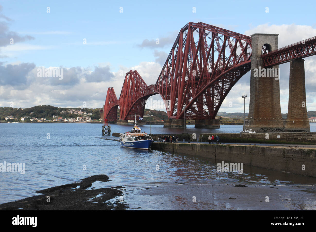Forth Tours boat moored Forth Rail Bridge Scotland October 2012 Stock ...