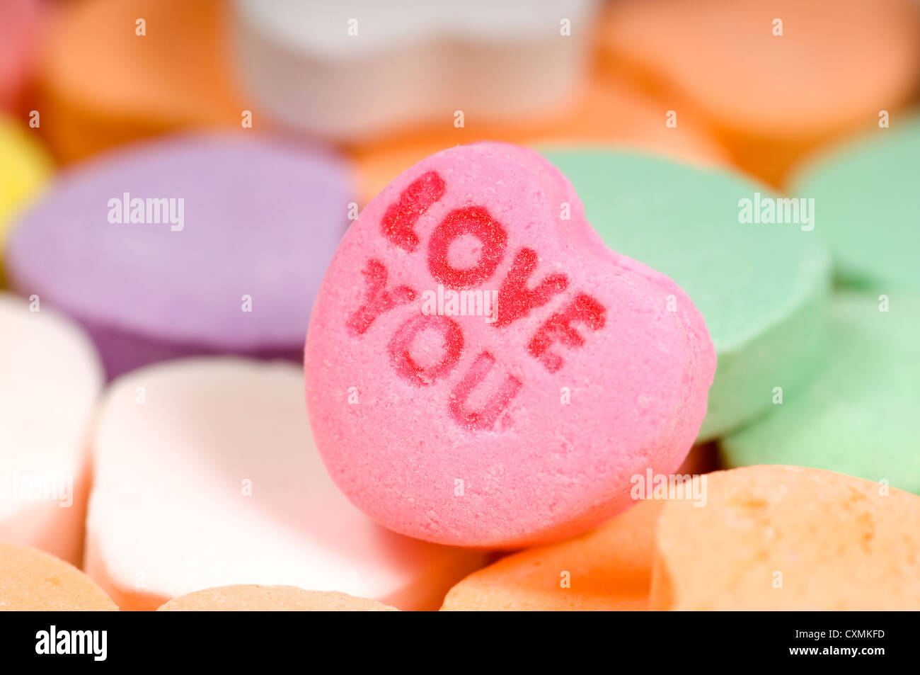 Valentine's day conversation hearts background with copy space Stock ...