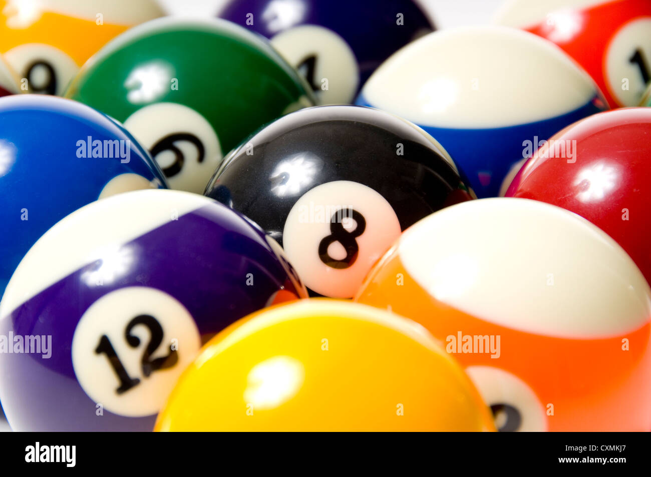 Brightly colored pool or billiard balls on white background Stock Photo ...