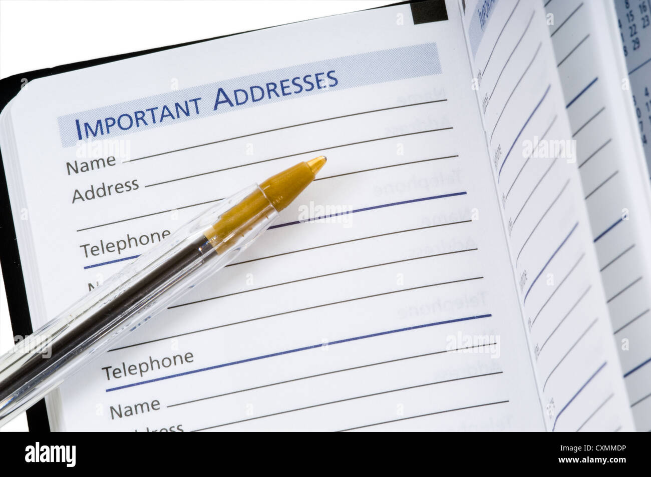 Little Black address book with pen Stock Photo - Alamy