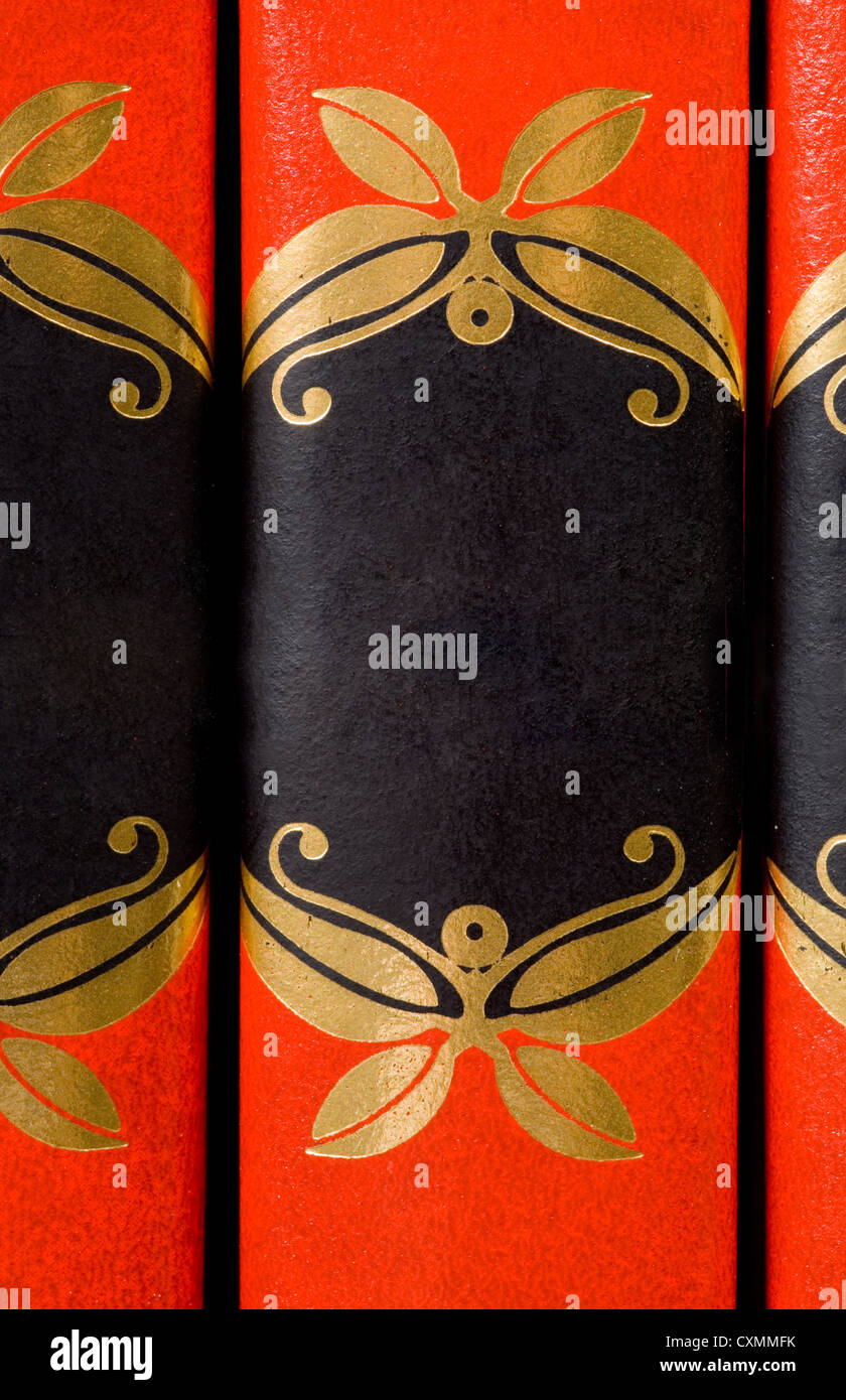Bright red and black books with no title- add your own text Stock Photo ...