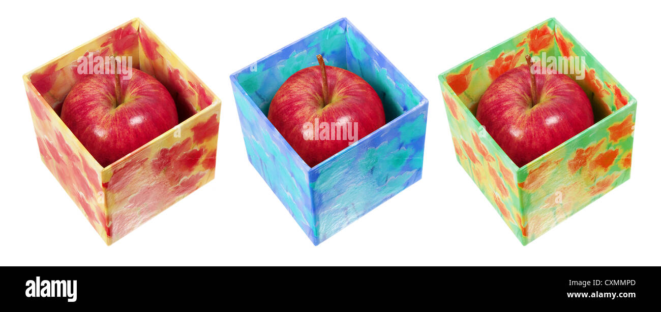 Gala Apples in Gift Boxes Stock Photo - Alamy