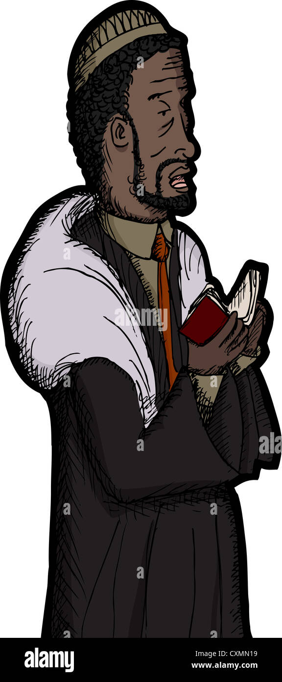 Middle aged Orthodox Black Jewish Rabbi reciting prayers Stock Photo ...