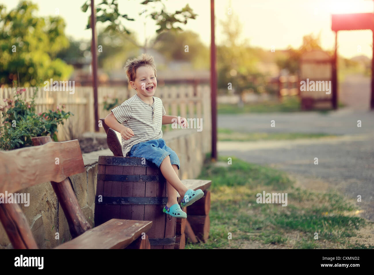 Boy and barrel hi-res stock photography and images - Alamy